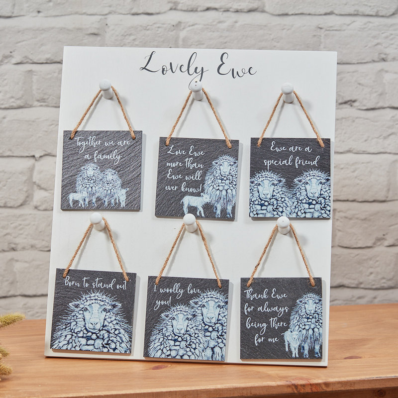 Set of 6 Decorative Irish Sheep Slate Hangers | ShamrockGift.com