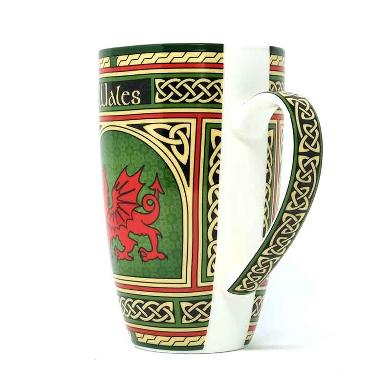 Welsh Dragon Mug with Wales Lettering | Bone China Mug Made in Ireland ...