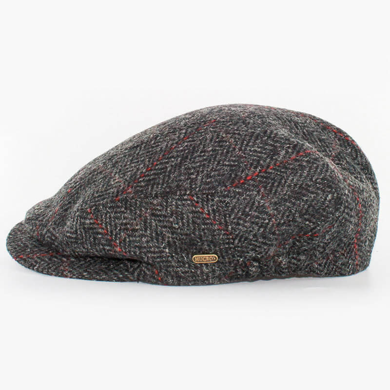 Mucros Kerry Flat Cap Charcoal Herringbone Tweed | ShamrockGift