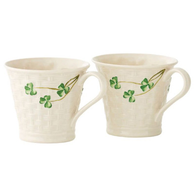 Belleek Handcrafted Shamrock Mugs Set of 2 | ShamrockGift.com