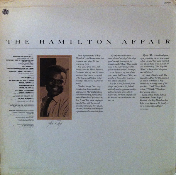 *USED* The Hamilton Affair...For Roy - Hamilton Affair, The ...