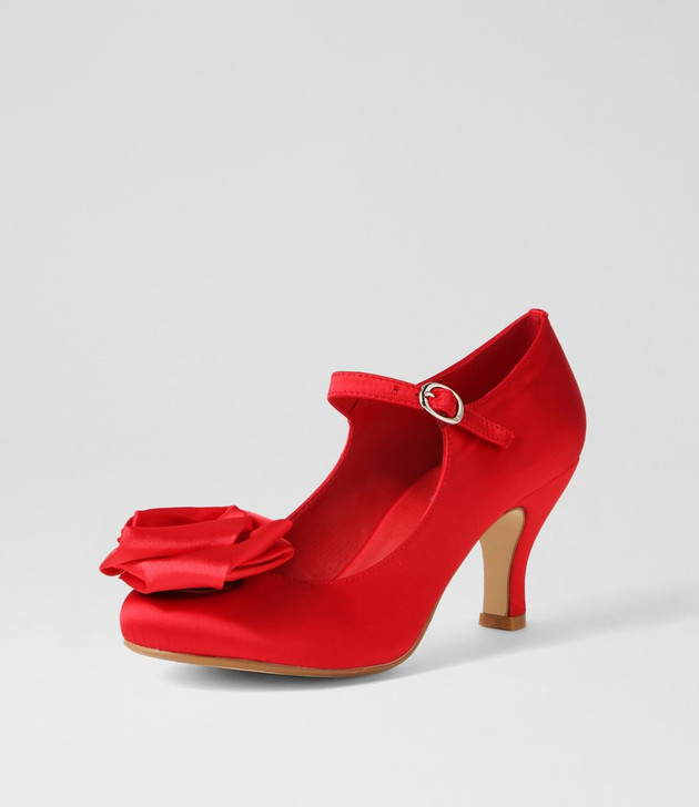 Mirose Red Satin Mary Jane Heels - I Love Billy