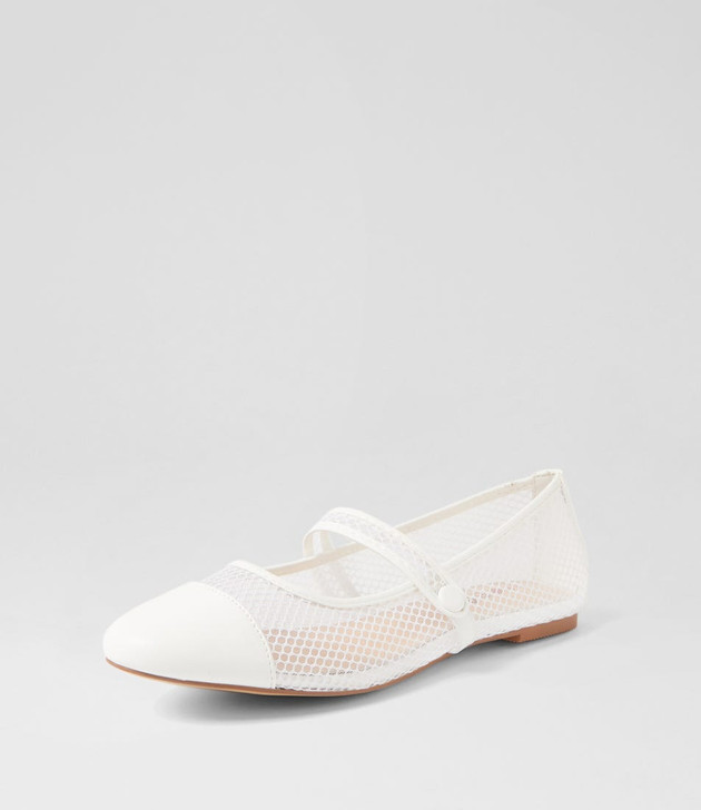Meshette White Mesh Flat Shoes - I Love Billy