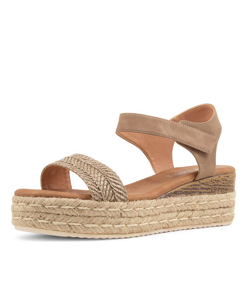 Hilaro Cinnamon Taupe Syn Raffia Sandals - I Love Billy