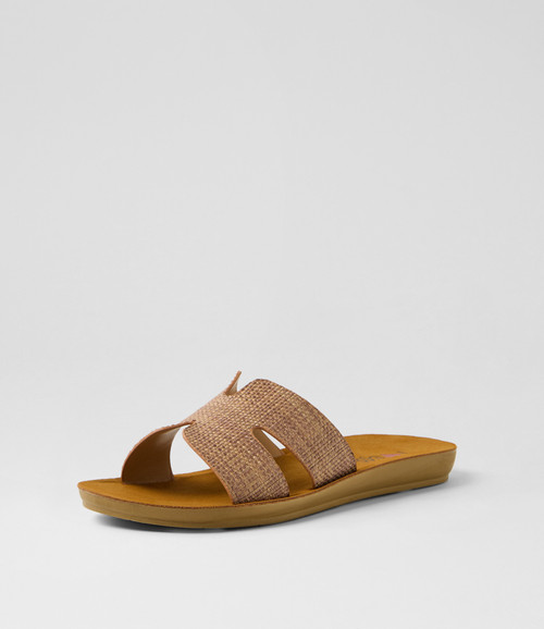 Glori Coffee Synthetic Raffia Slides - I Love Billy
