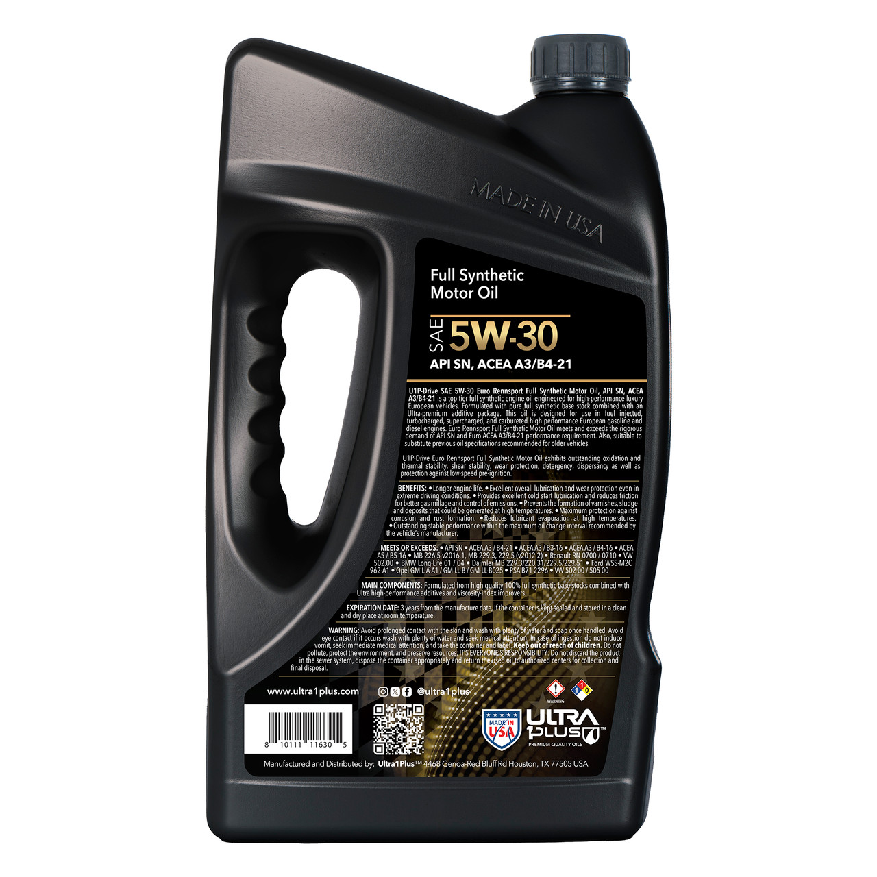 5W-30 Full Synthetic Euro Rennsport Motor Oil, ACEA A3/B4-21