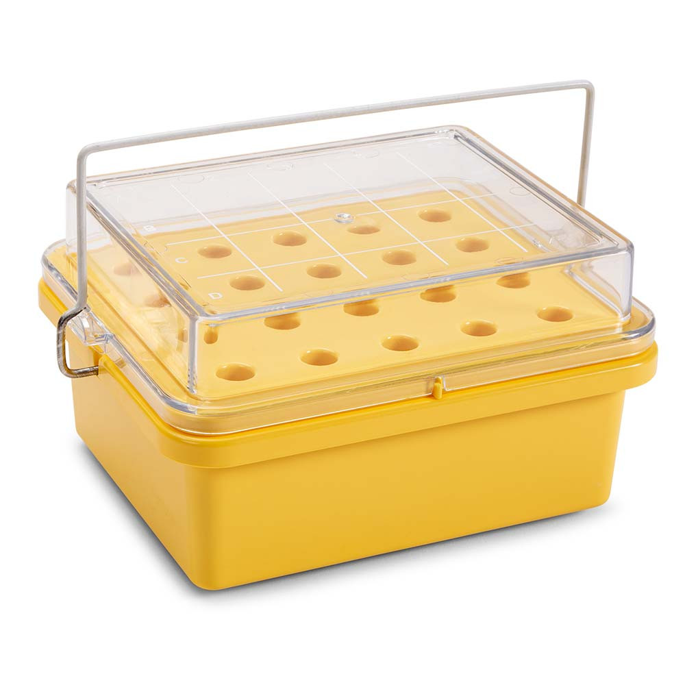 Yellow Polycarbonate 20 Place Microtube Chiller For -20C Cooling of ...