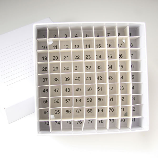 Case of 96 81 Place 2 in Cardboard Freezer box with Divider - Lab ...