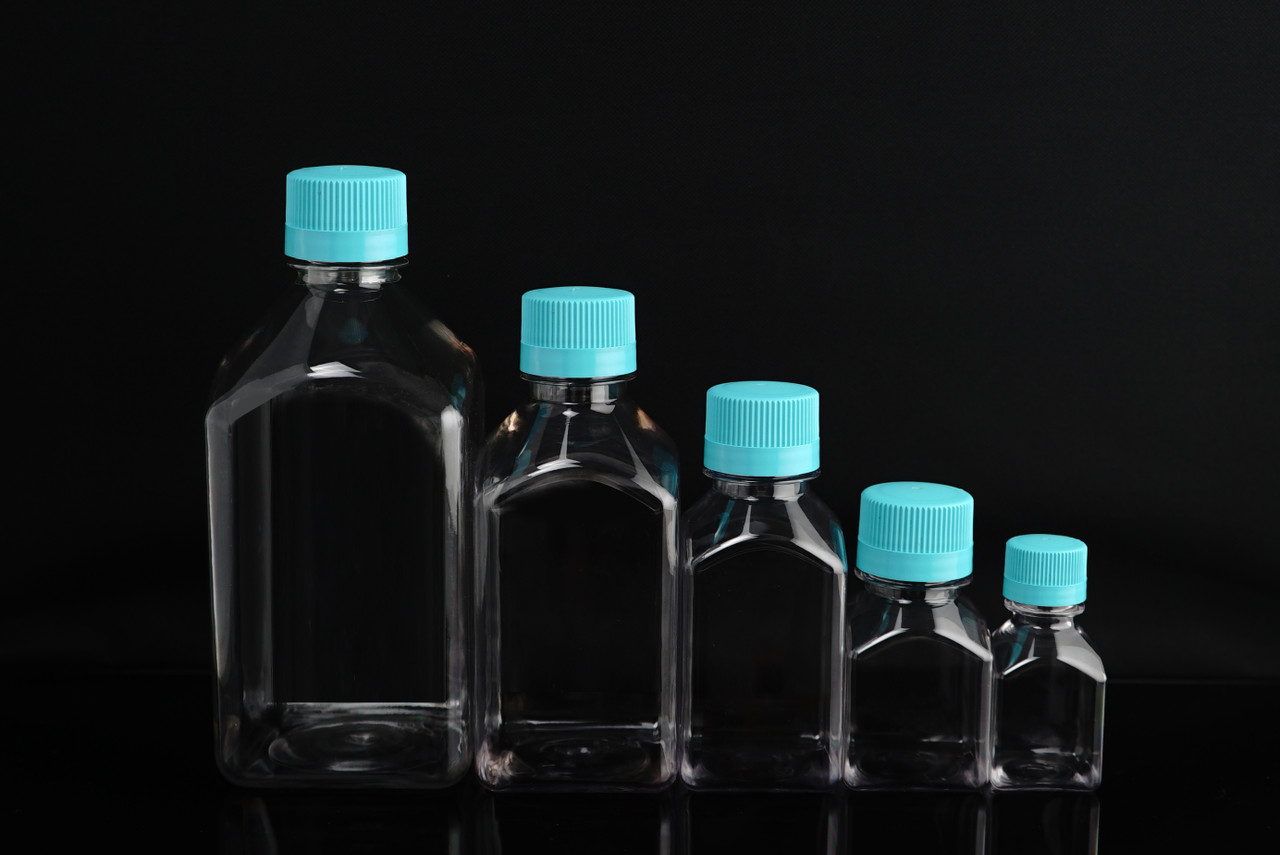 60mL Square PETG Media Bottles, RNase and DNase Free, STERILE,
