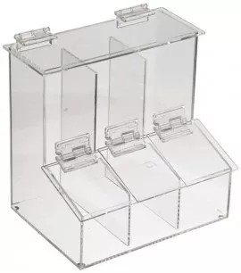 Three Compartment Benchtop Dispensing Bin With Flip Over Lids And No ...