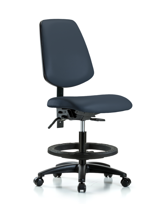 Medium Bench Height Vinyl Lab Chair with Seat Tilt, Black Foot Ring and ...