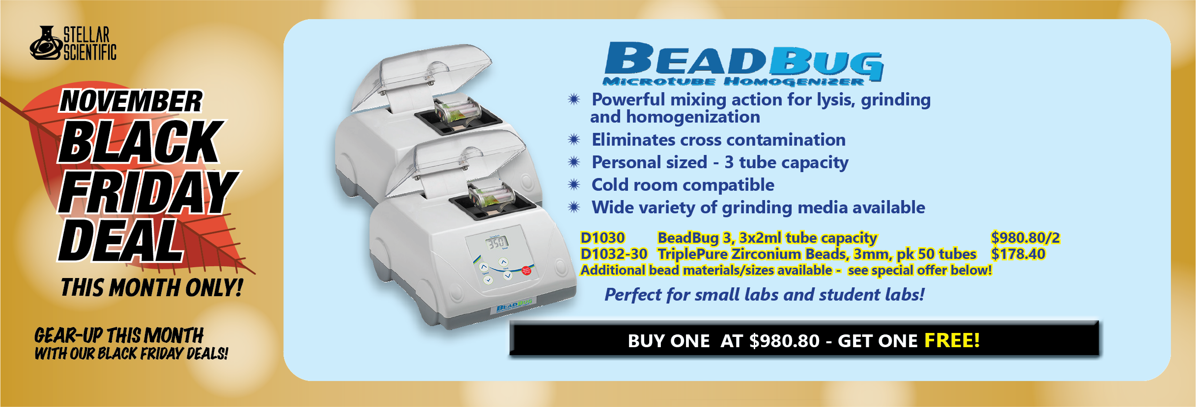 Benchmark Scientific D1030 BeadBug Homogenizer - 3 Tube Capacity - Lab ...