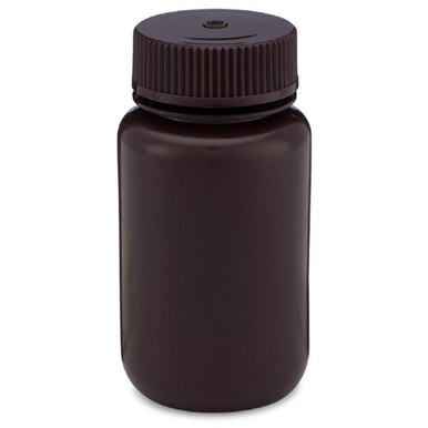 125mL Wide Mouth Round Bottom Storage Bottle, Amber HDPE with Amber ...
