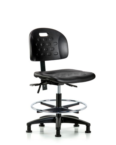 Polyurethane Medium Bench Lab Chair with Chrome Foot Ring and Black ...
