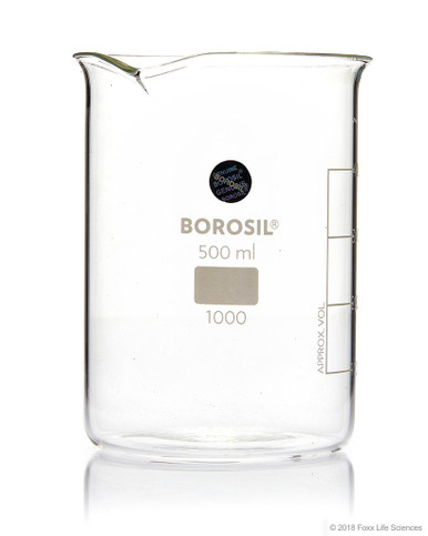 Borosil 500mL Glass Laboratory Griffin Beaker with Spout 1000D24- Lab ...