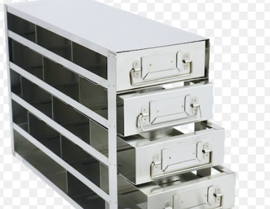 Stainless Steel Laboratory Freezer Drawer Rack for Plastic 100 Place ...