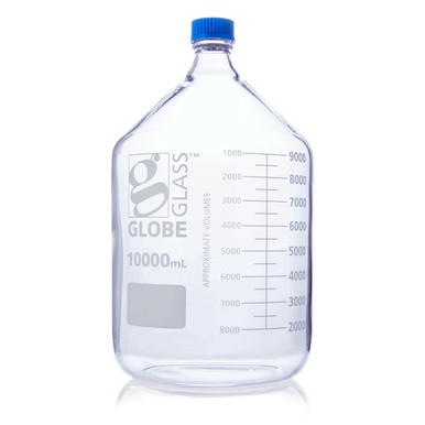 10000mL Globe Glass™ Media Bottle With Pouring Ring and GL45 Screw-Cap ...