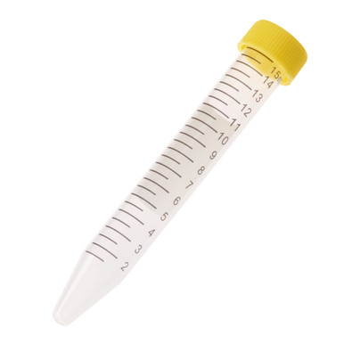 15mL Conical Centrifuge Tubes in Bags with YELLOW Colored Caps, RNase ...