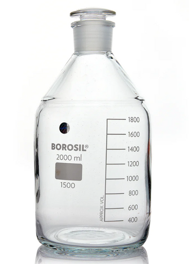 2000mL Borosil® Graduated Reagent Bottle With Glass Stopper 14/23, 40/CS