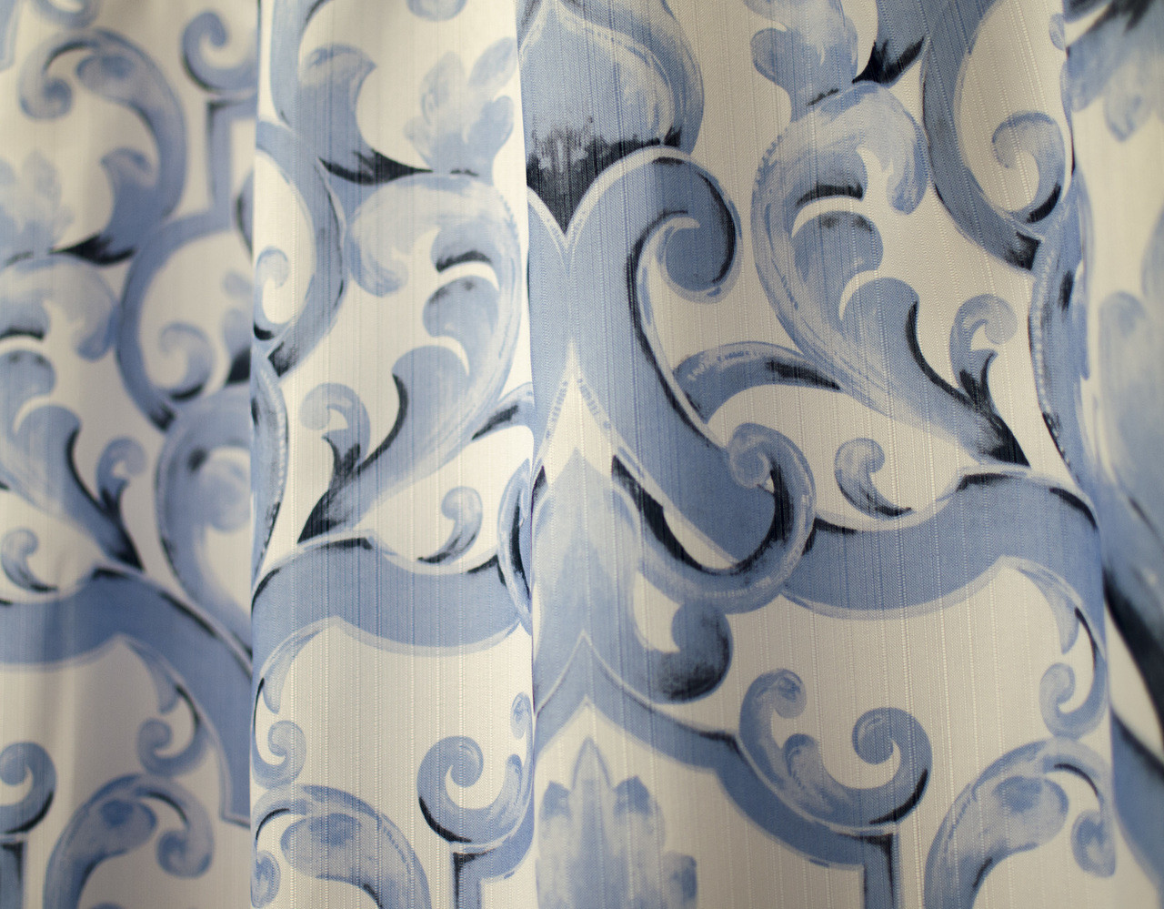 Shower Curtain Fabric Canvas 70"x70", Elaine, Teal Paisley Damask Design