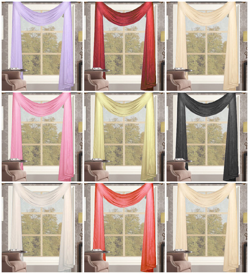 Lisa Sheer Window Scarf Sheer Voile Swags Drapes Light Filtering Solid Color