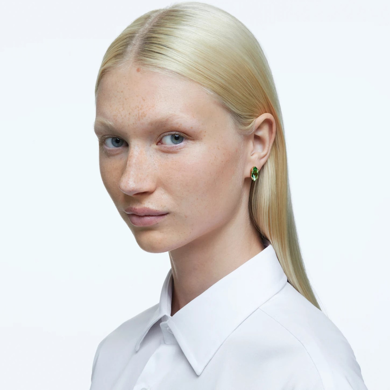 Idyllia Stud Earrings, Clover, Green, Gold-Tone Plated 5666236 ...