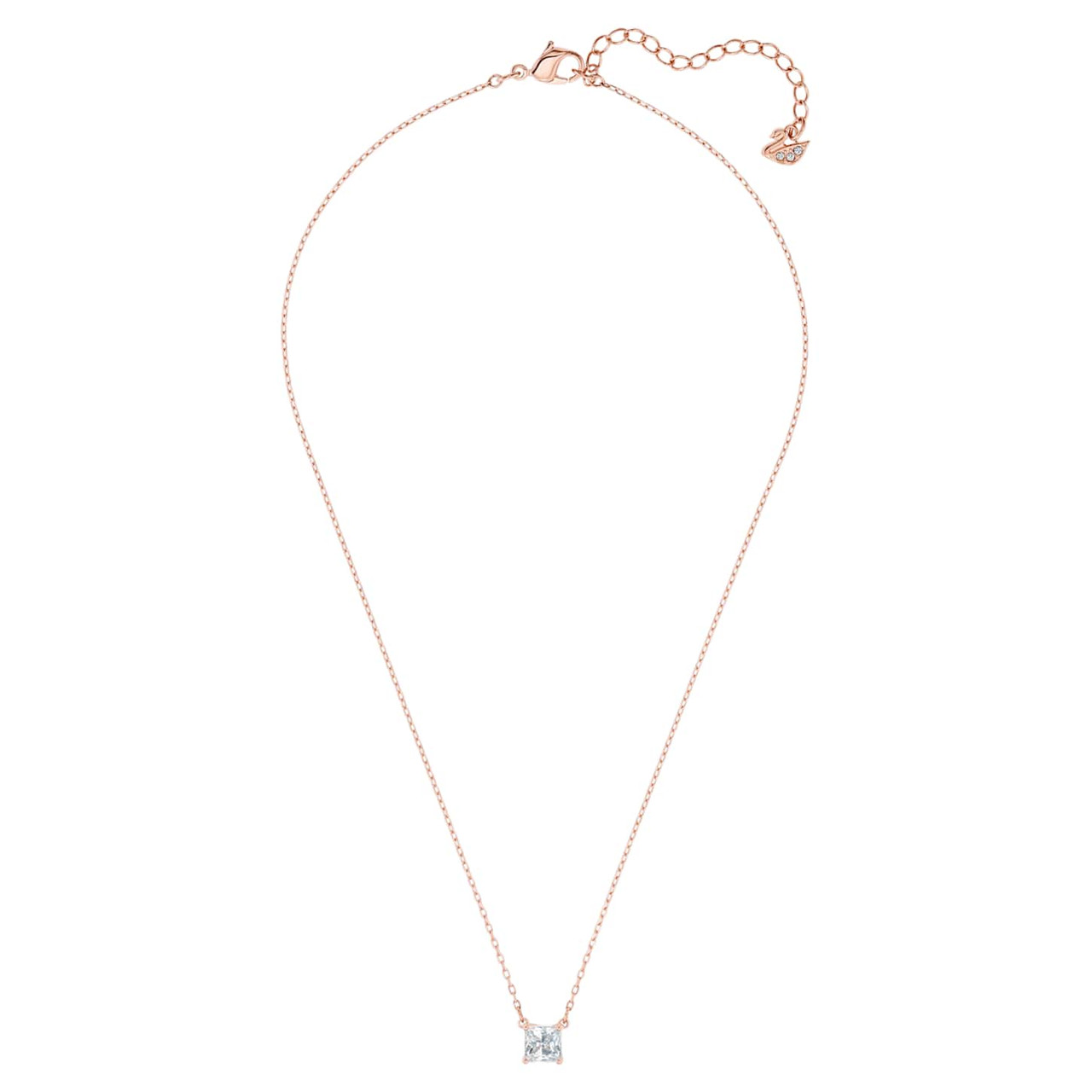 Swarovski Attract Necklace Square Cut, White, Rose Gold-Tone Plated ...