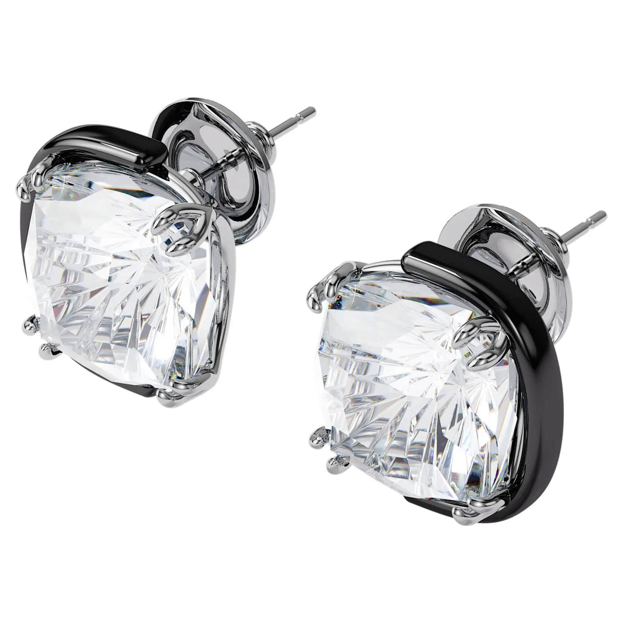 Harmonia Stud Earrings, Cushion Cut Crystals, White, Mixed Metal Finish ...