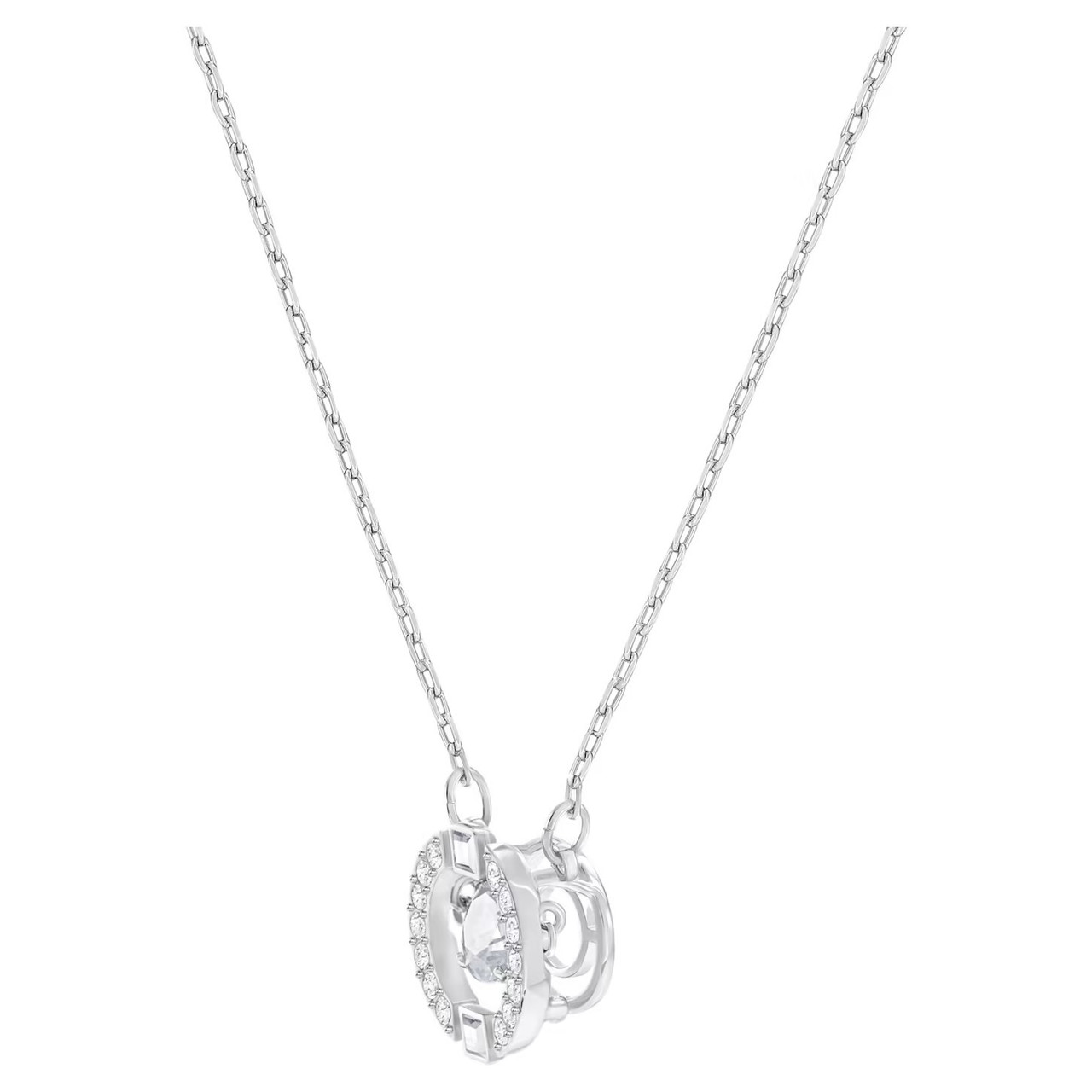 Swarovski Sparkling Dance Necklace Round Cut, White, Rhodium Plated ...