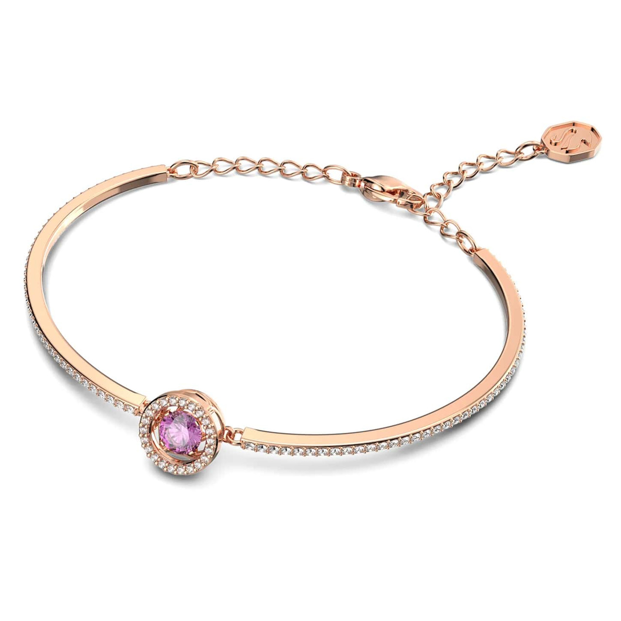 Swarovski Sparkling Dance Bangle, Round, Purple, Rose Gold-Tone Plated ...