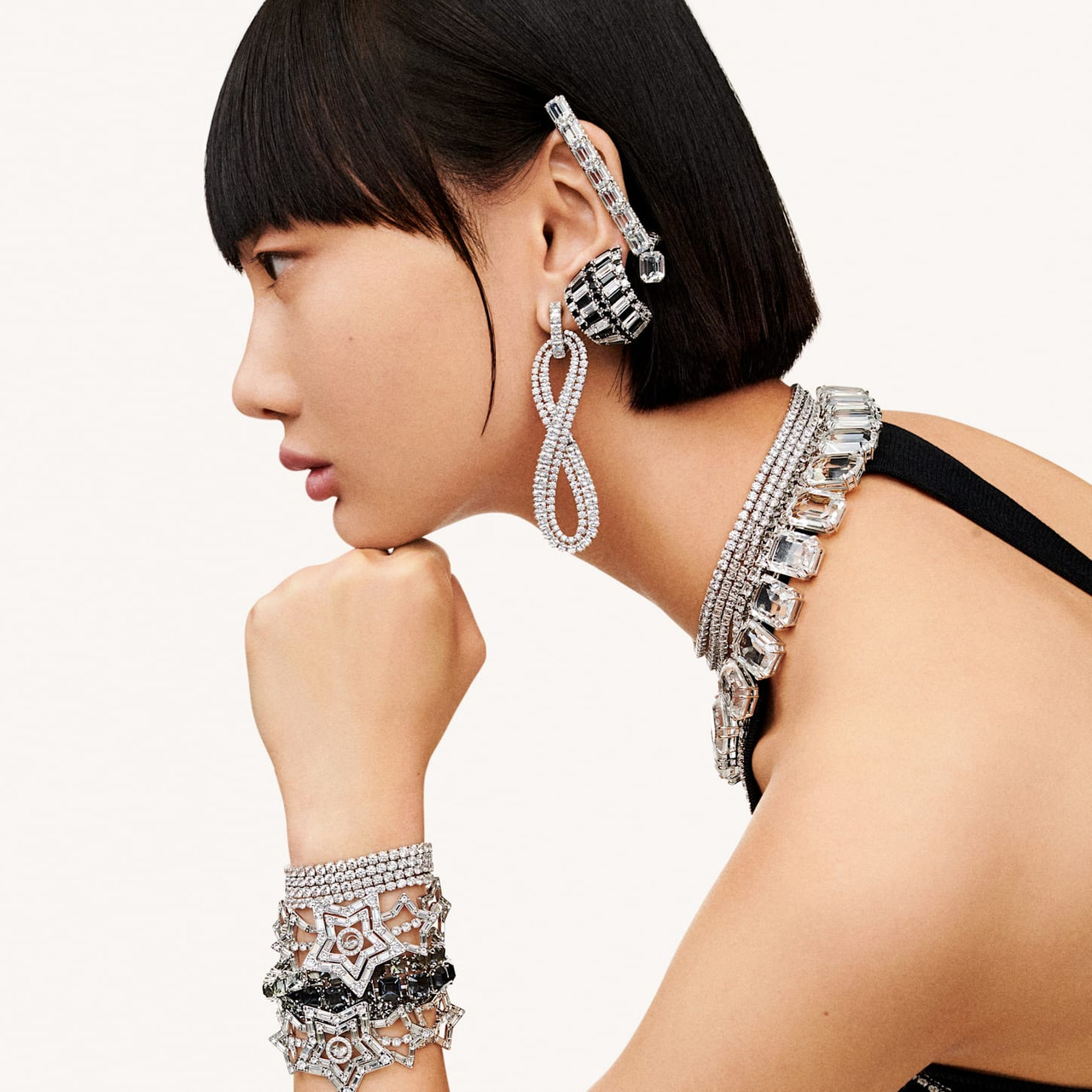 Swarovski Millenia Ear Cuff, Single, Octagon Cut Crystal, White ...