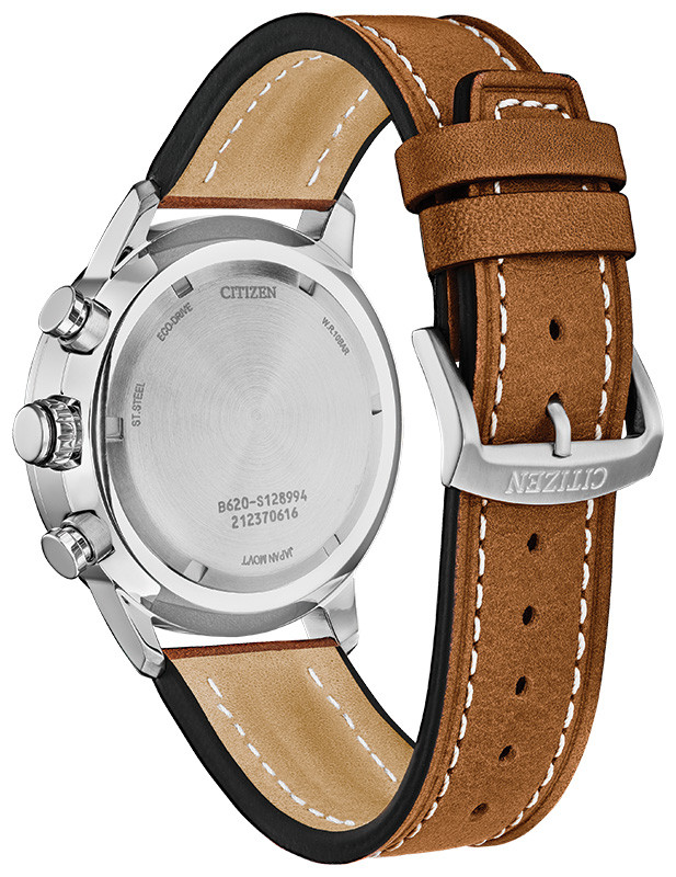 Citizen Men's Eco Drive Avion Watch, Green Dial, Brown Leather Strap ...