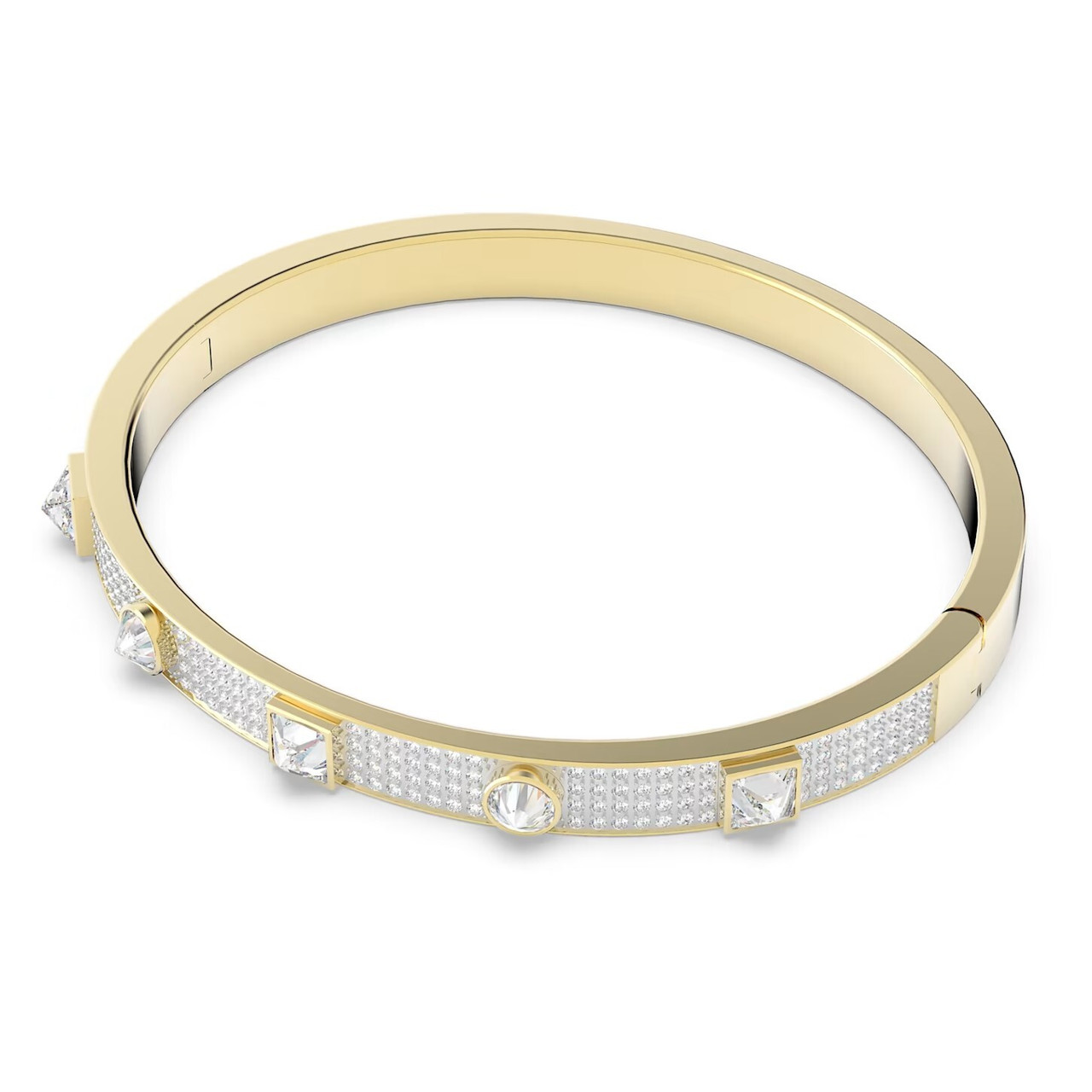 Swarovski Thrilling Deluxe Bangle, White, Gold-Tone Plated 5572920 ...