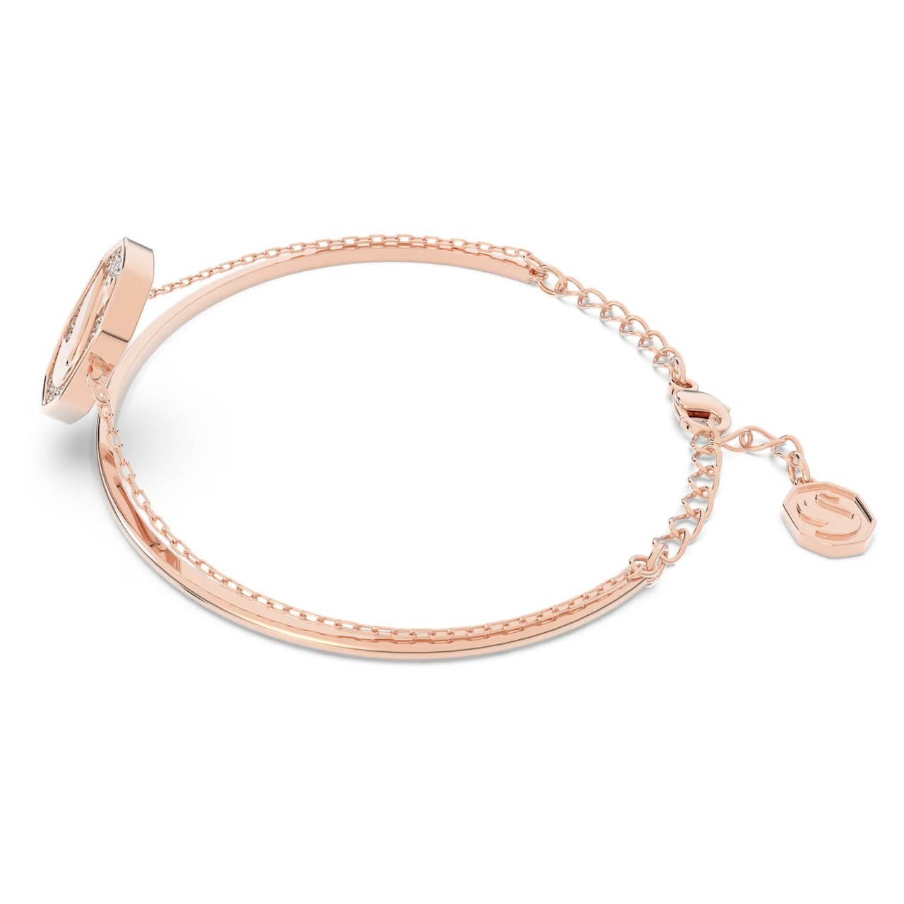 Swan Bangle, White, Rose Gold Tone Plated 5628568 - Four Seasons Jewelry