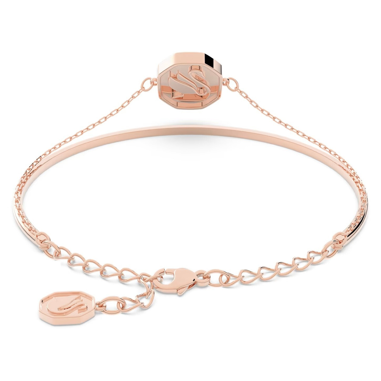 Swan Bangle, White, Rose Gold Tone Plated 5628568 - Four Seasons Jewelry