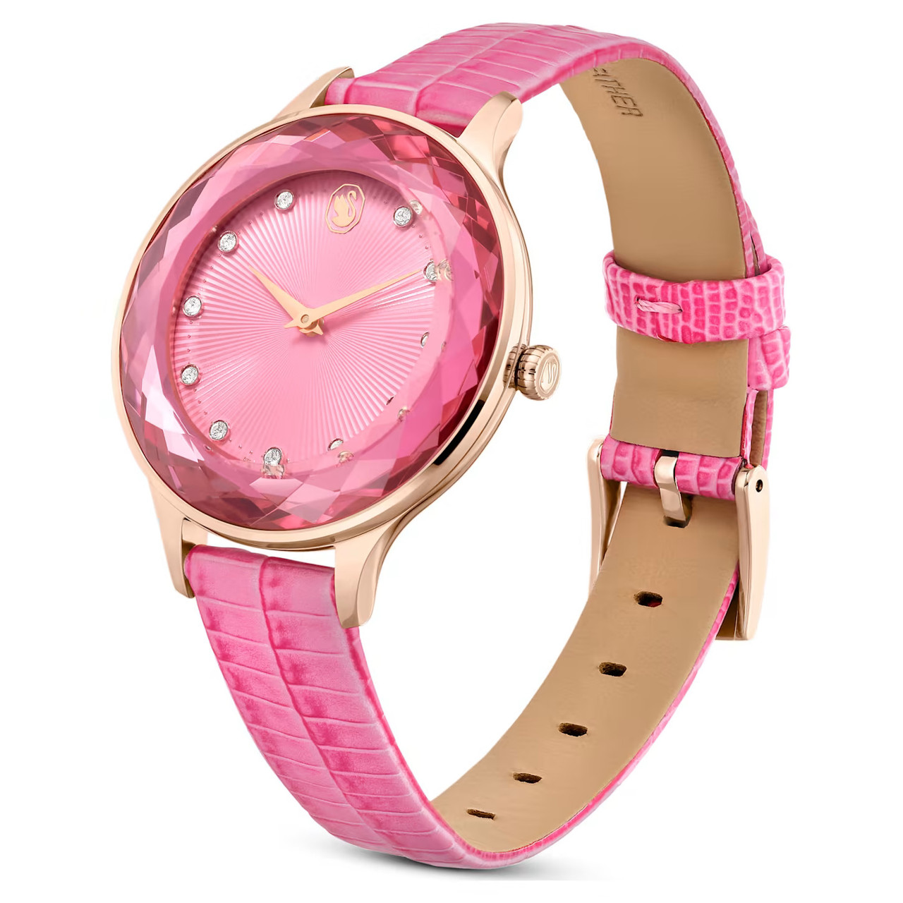 Swarovski Octea Nova Watch, Swiss Made, Leather Strap, Pink, Rose Gold ...