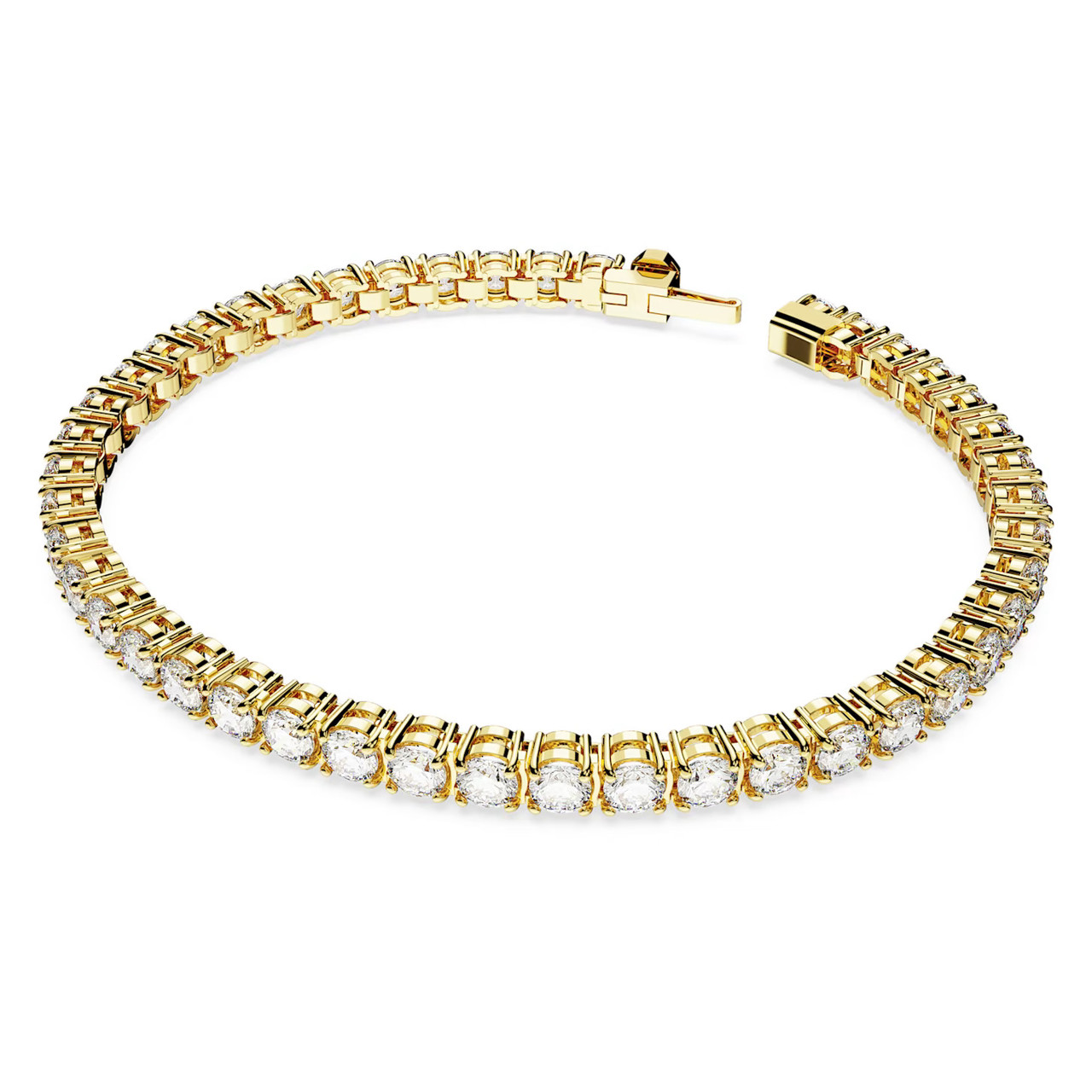 Matrix Tennis Bracelet, Round Cut, Small, White, Gold-Tone Plated ...