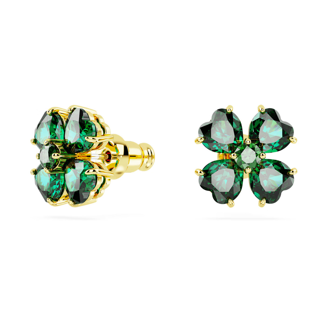 Idyllia Stud Earrings, Clover, Green, Gold-Tone Plated 5666236 ...