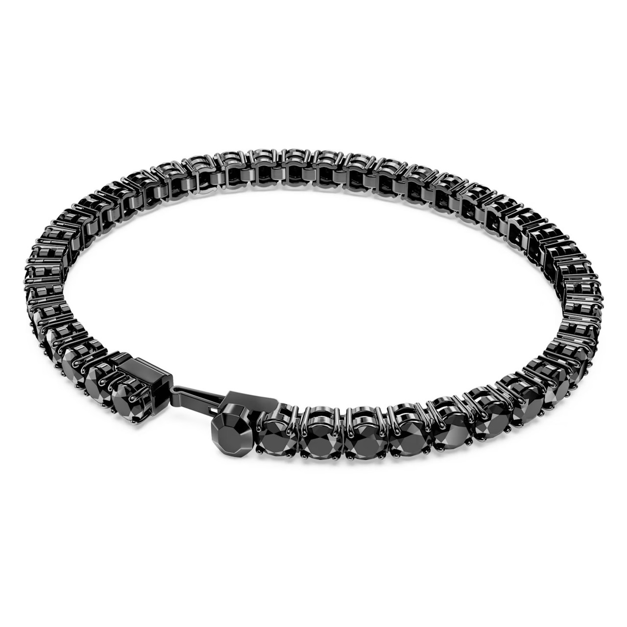 Matrix Tennis Bracelet, Round Cut, Black, Ruthenium Plated 5664150 ...