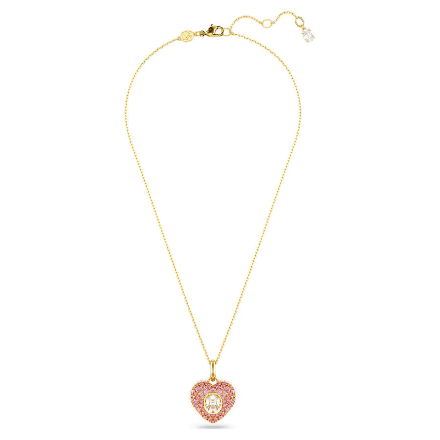 Hyperbola Pendant, Octagon Cut, Crystal Pearls, Heart, Pink, Gold-Tone ...