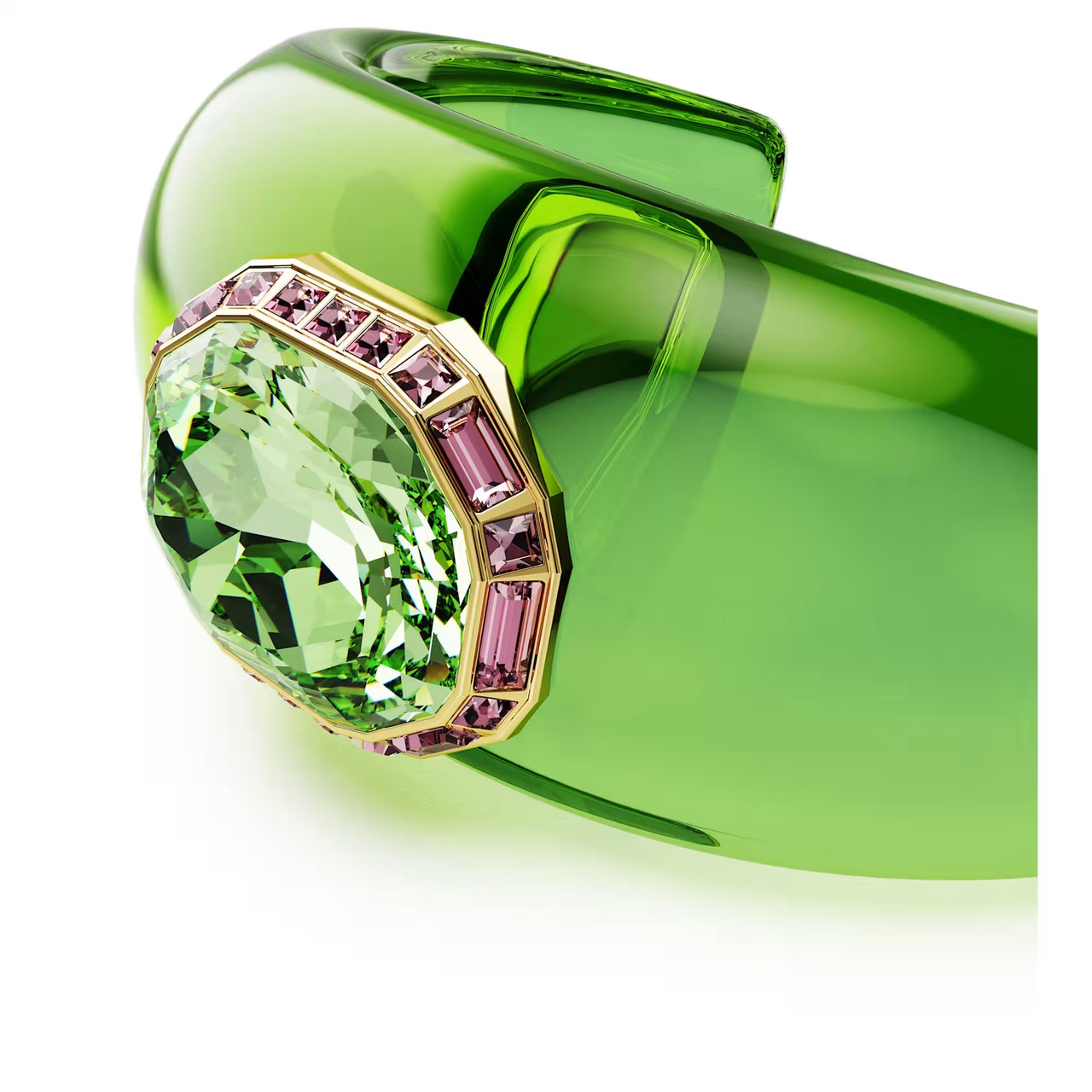 Dulcis Cuff, Octagon Cut, Pavé, Green, Gold-Tone Plated 5714381 (Size M ...