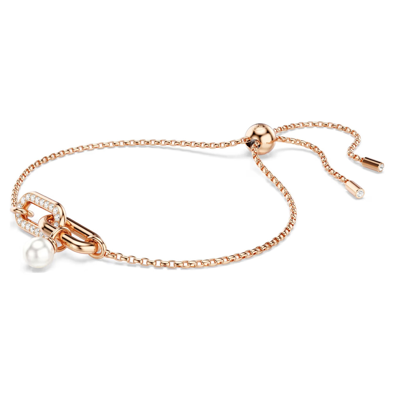 Constella Bracelet Crystal Pearl, Round Cut, White, Rose Gold Tone ...