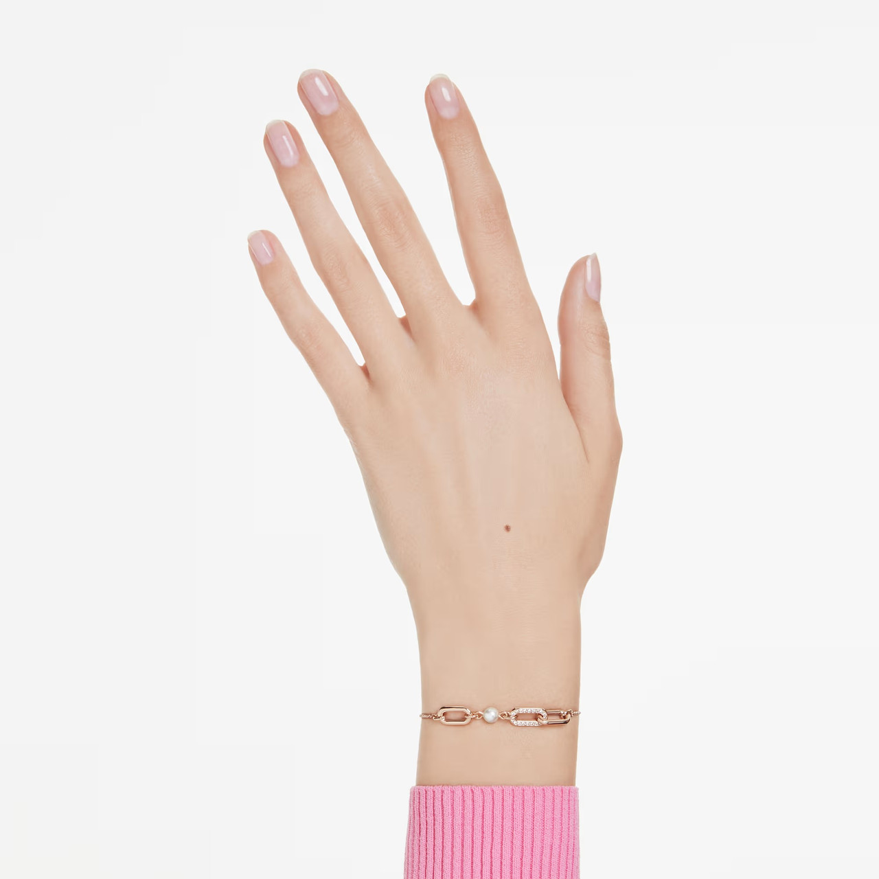 Constella Bracelet Crystal Pearl, Round Cut, White, Rose Gold Tone ...