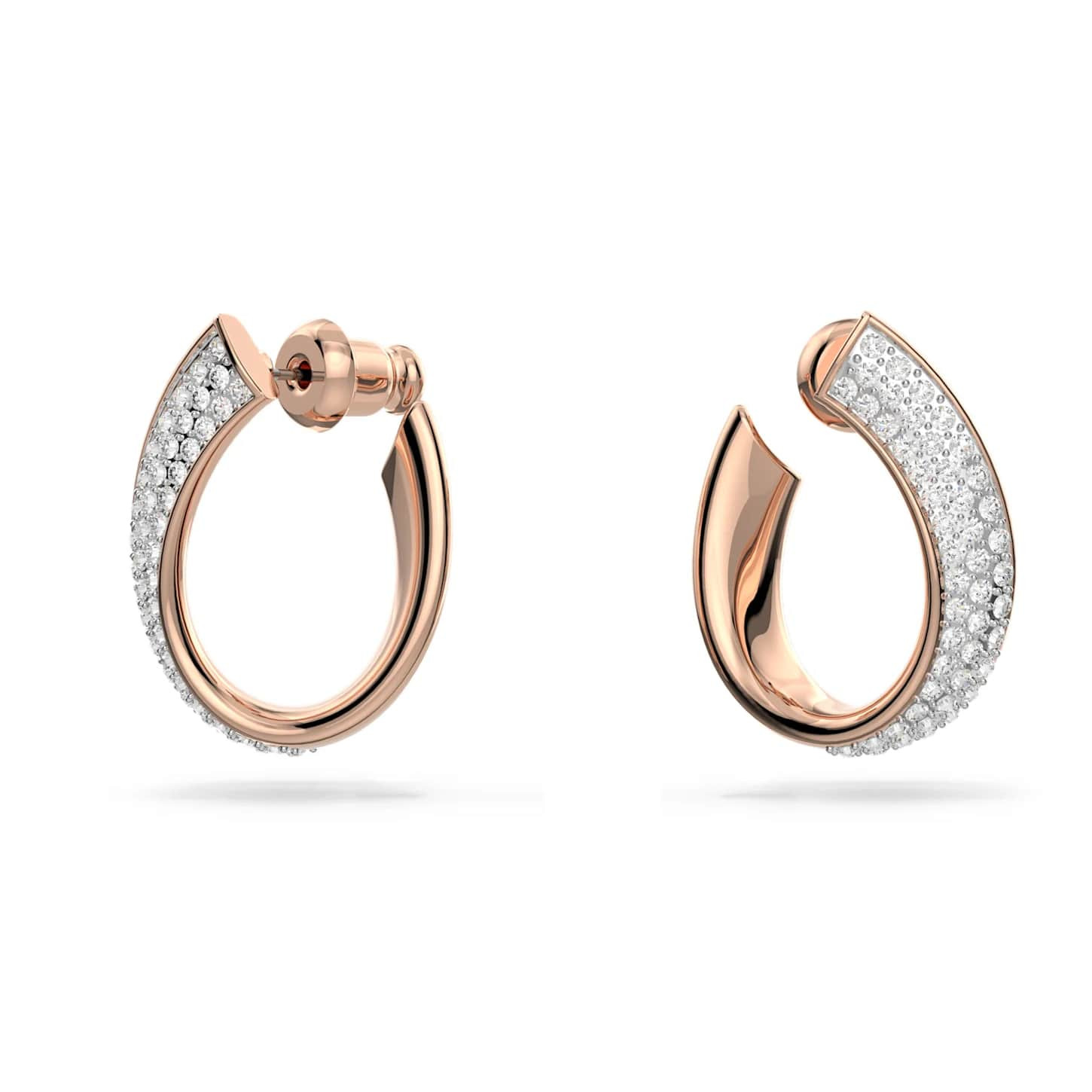 Exist Hoop Earrings, White, Rose-Gold Tone Plated, 5636960 | Swarovski ...