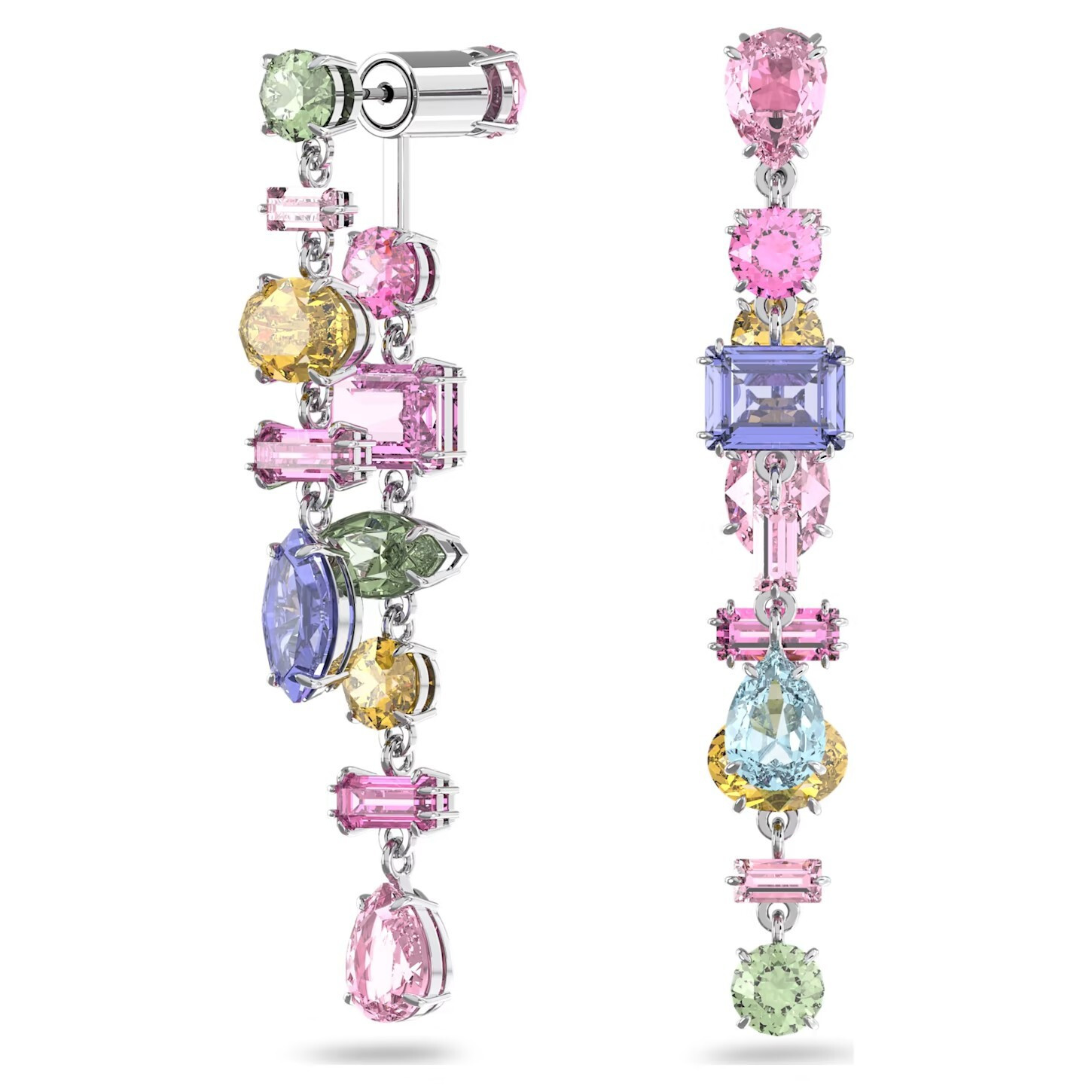 Swarovski Gema Hoop Earrings Mixed Cuts, Multicolored, Rhodium Plated ...