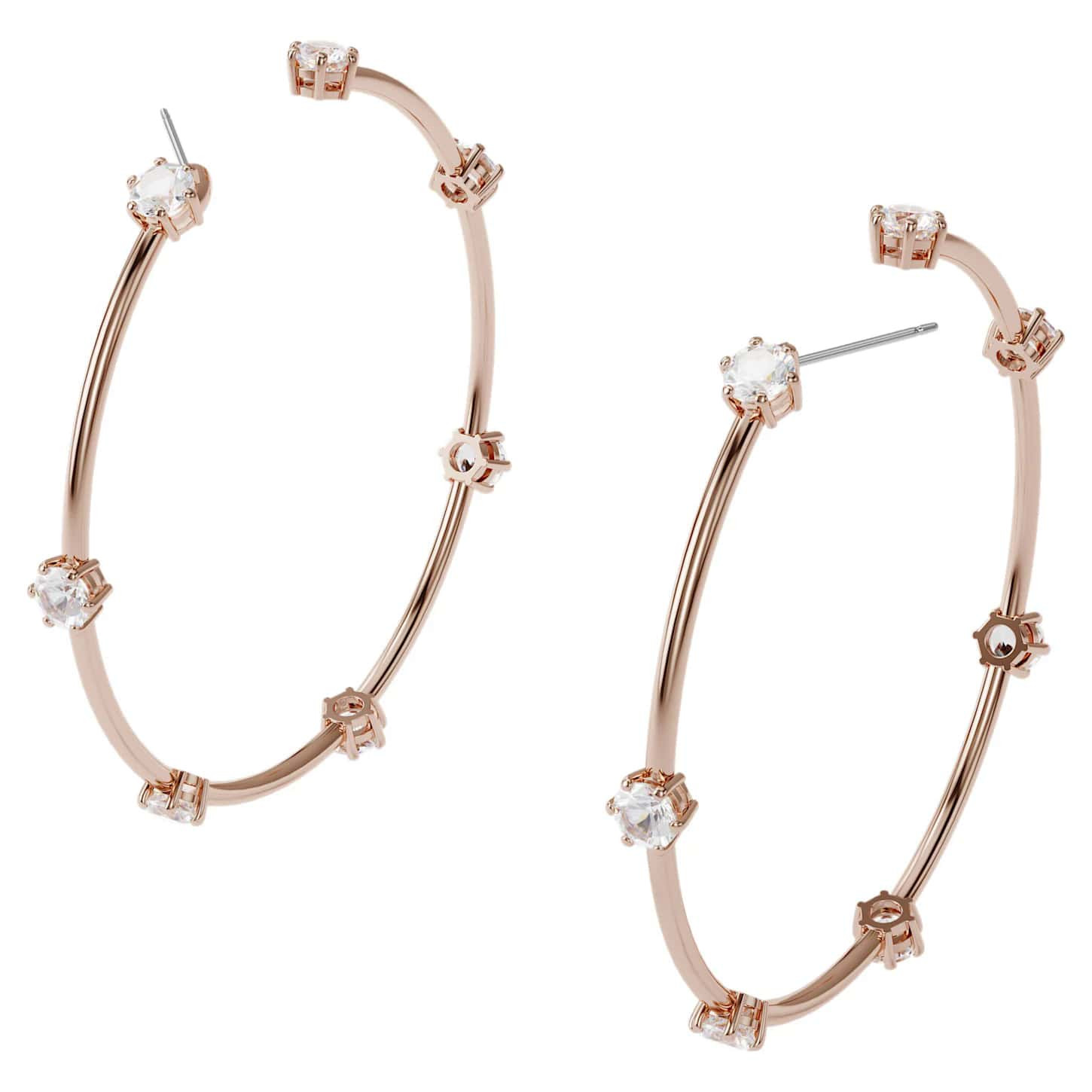 Swarovski Crystal Constella Hoop Earrings White, Rose-Gold Tone Plated ...