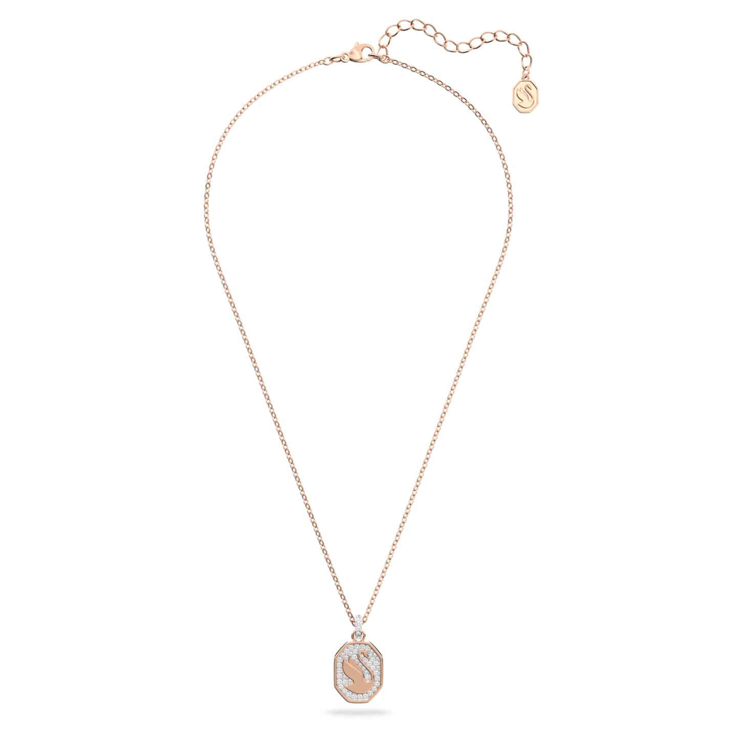 Swarovski Iconic Swan Pendant, Swan, Small, White, Rose Gold-Tone ...