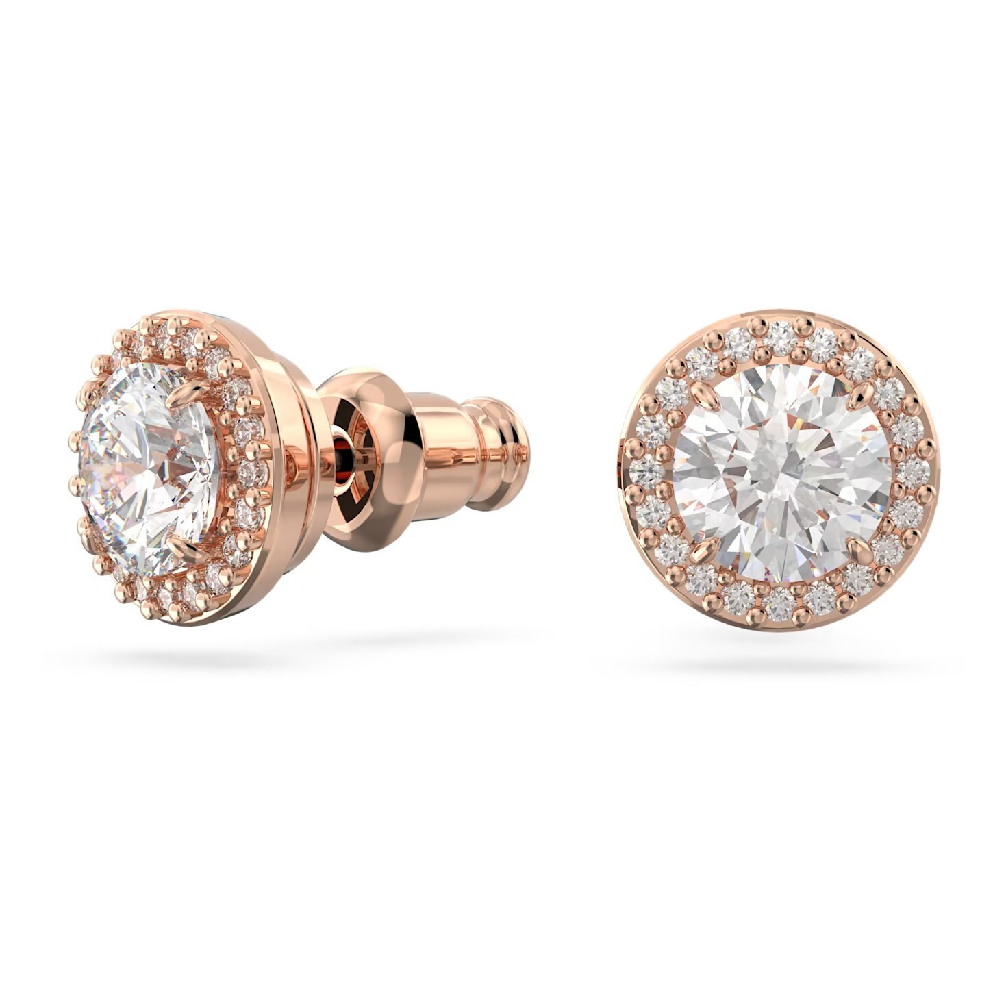 Swarovski Constella Hoop Earrings Round Cut, White, Rose Gold-Tone ...