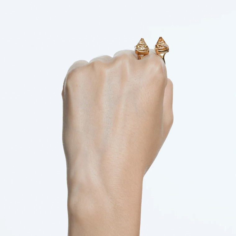 Swarovski Ortyx Open Ring, Pyramid Cut, Yellow, Gold-Tone Plated ...