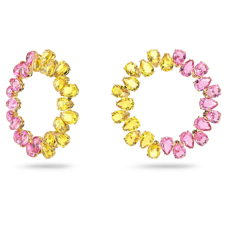 Millenia Hoop Earrings Pear Cut Crystals, Pink, Rose-Gold Tone Plated ...